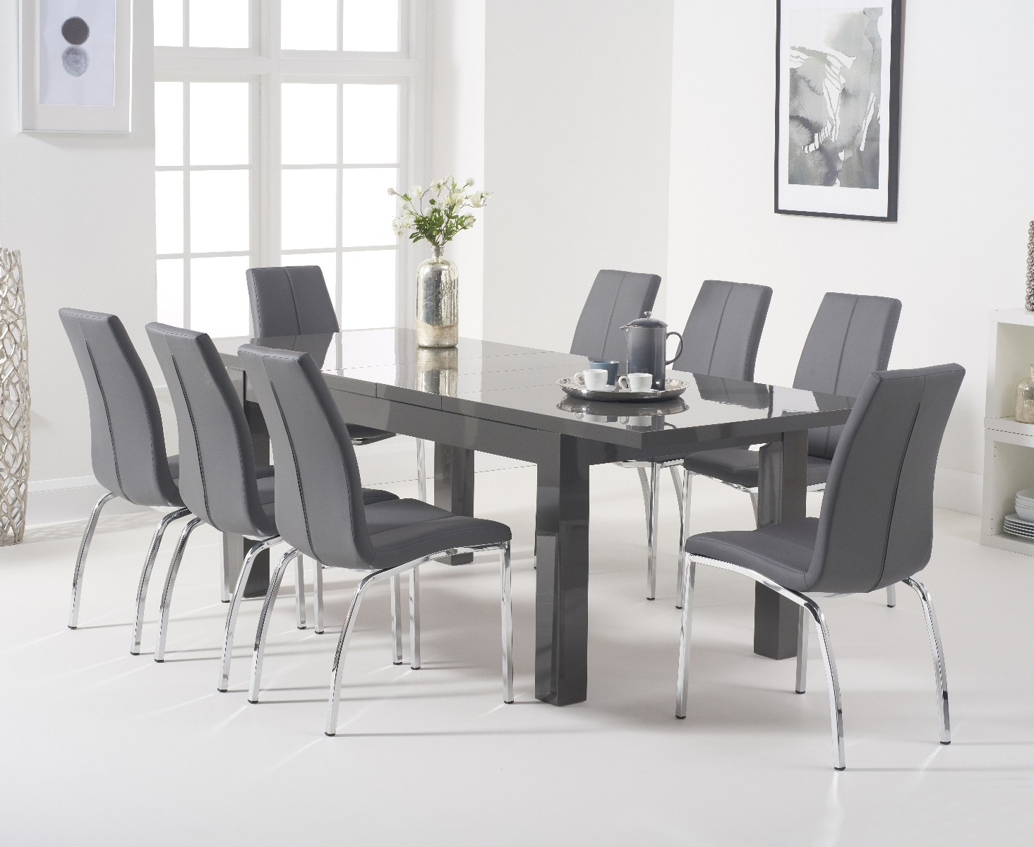 grey dining room table extendable