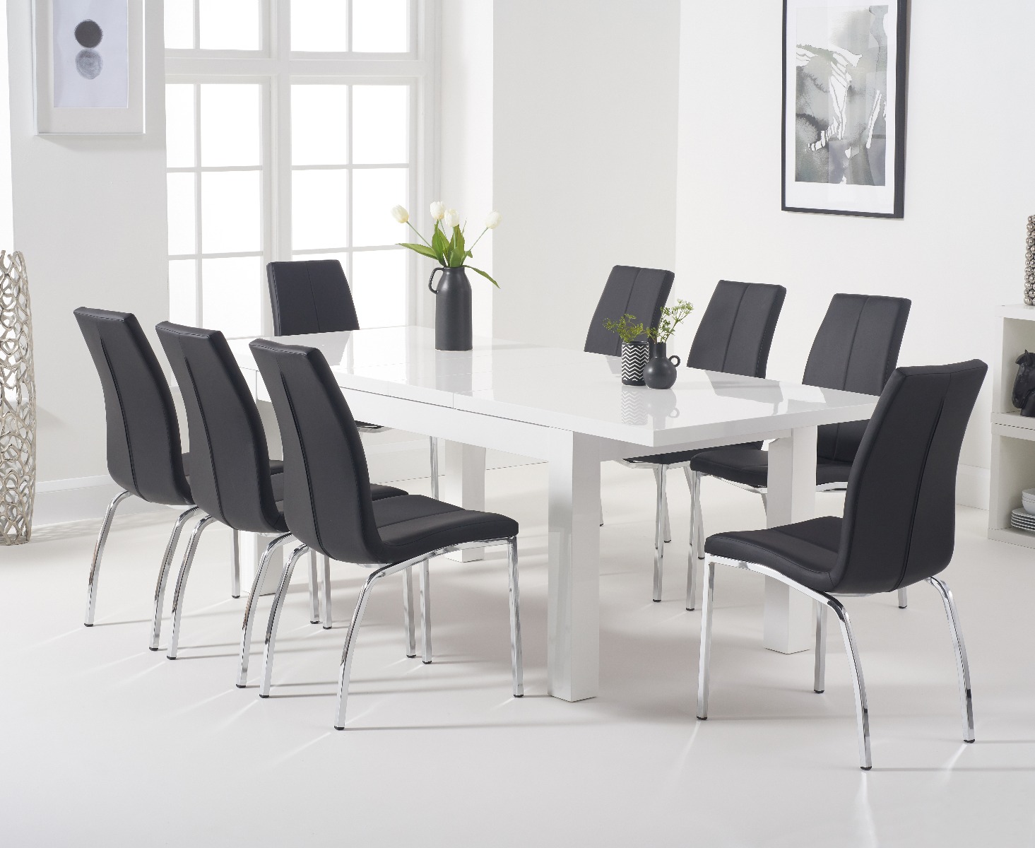 Extending Seattle White Gloss 160-220cm Dining Table with Marco Chairs ...