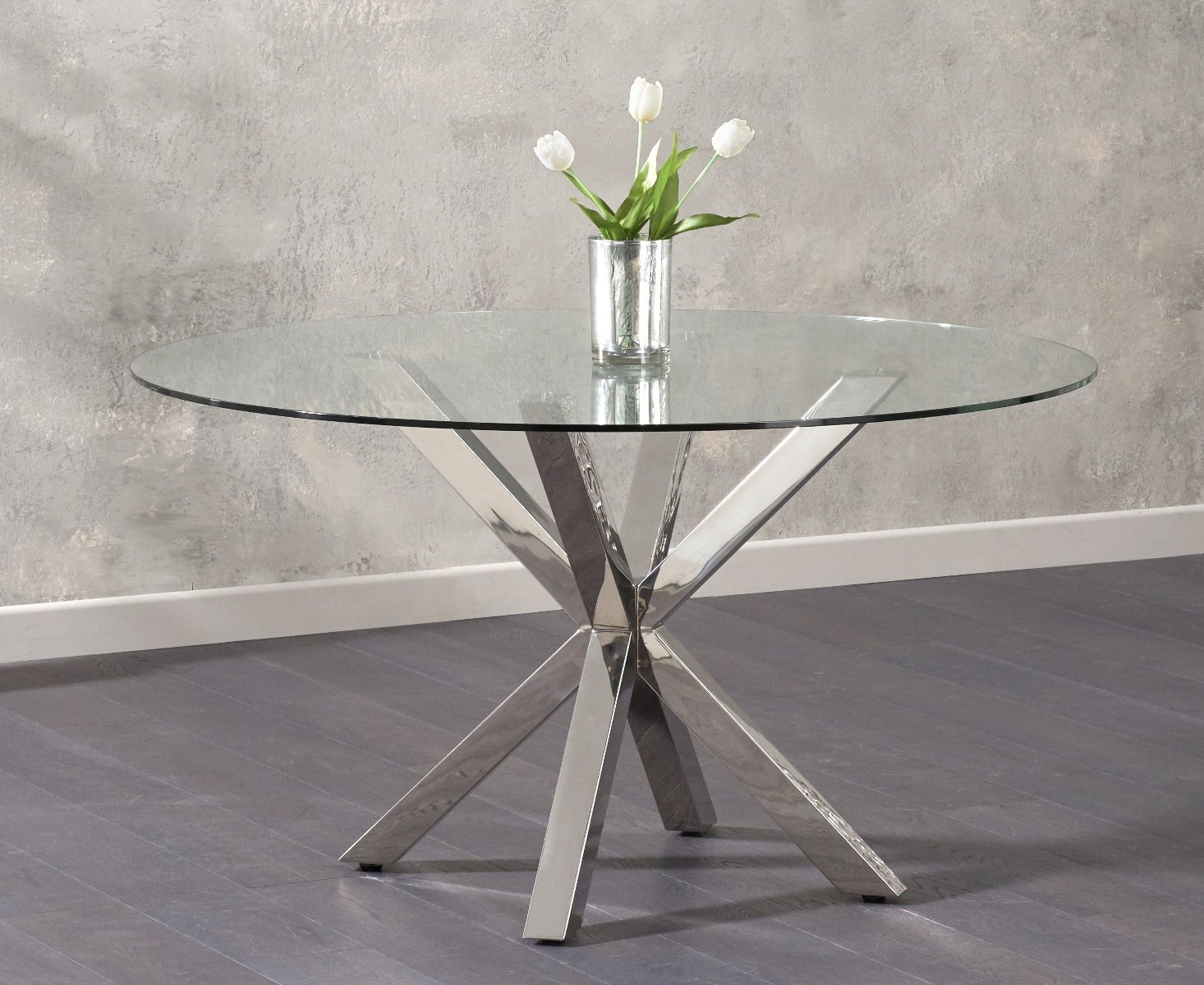 Rodin Round Glass Dining Table | Oak&More