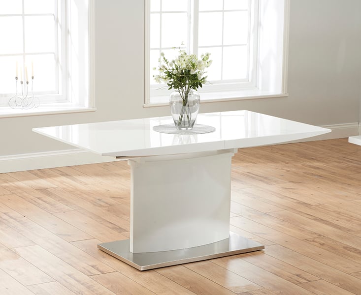 Extending Alessio 160cm White High Gloss Dining Table | Oak&More