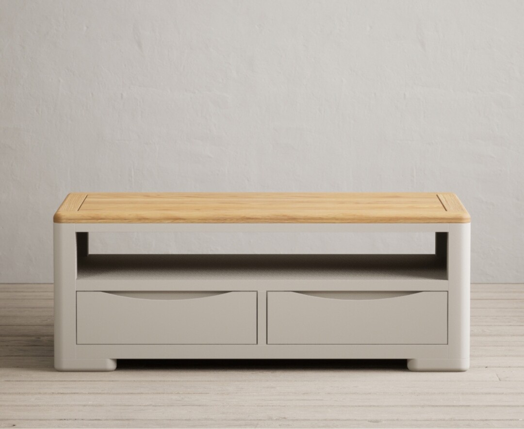 Alba Oak and Soft White Painted 4 Drawer Coffee Table | Oak&More