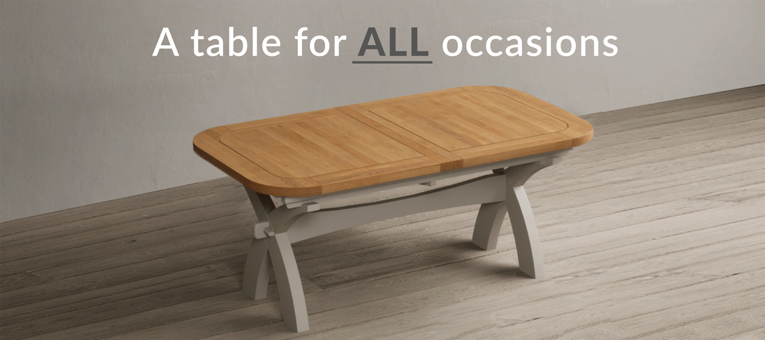 Extending Olympia 180cm Oak and Soft White Painted Dining Table With ...