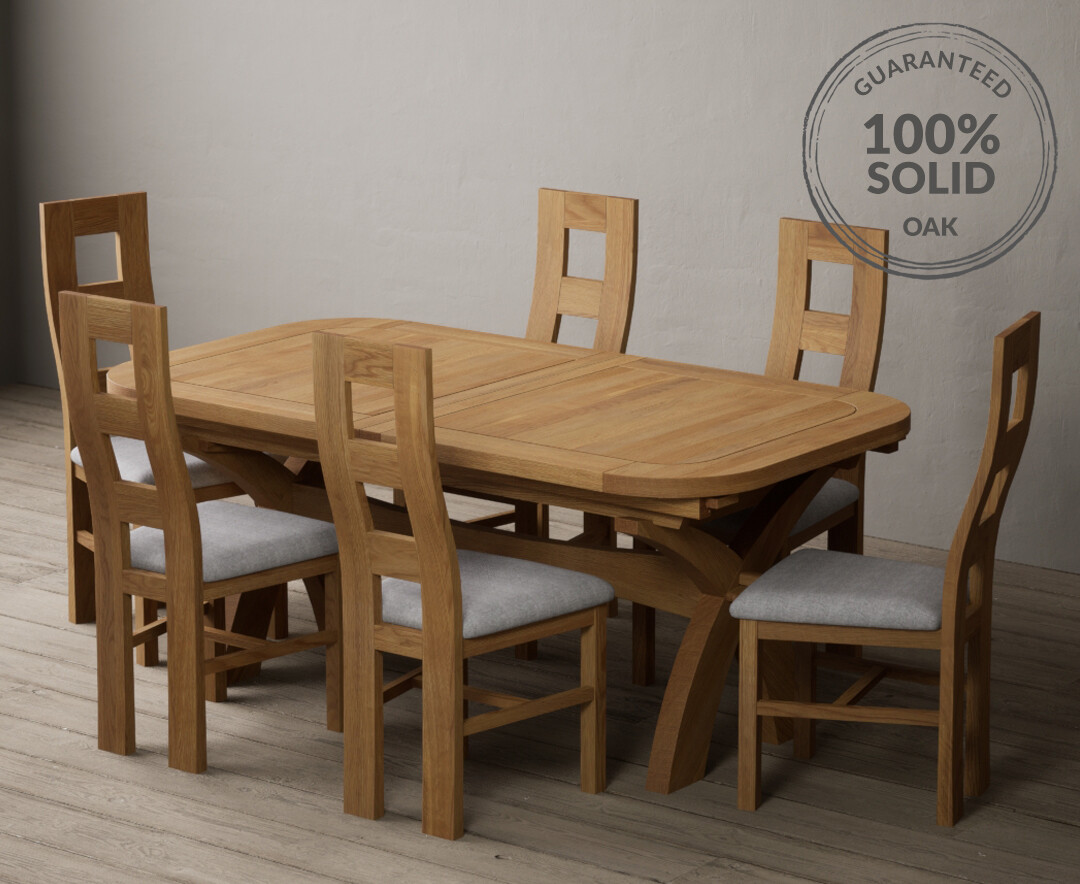 Extending Olympia 180cm Solid Oak Dining Table with Flow Back Chairs ...