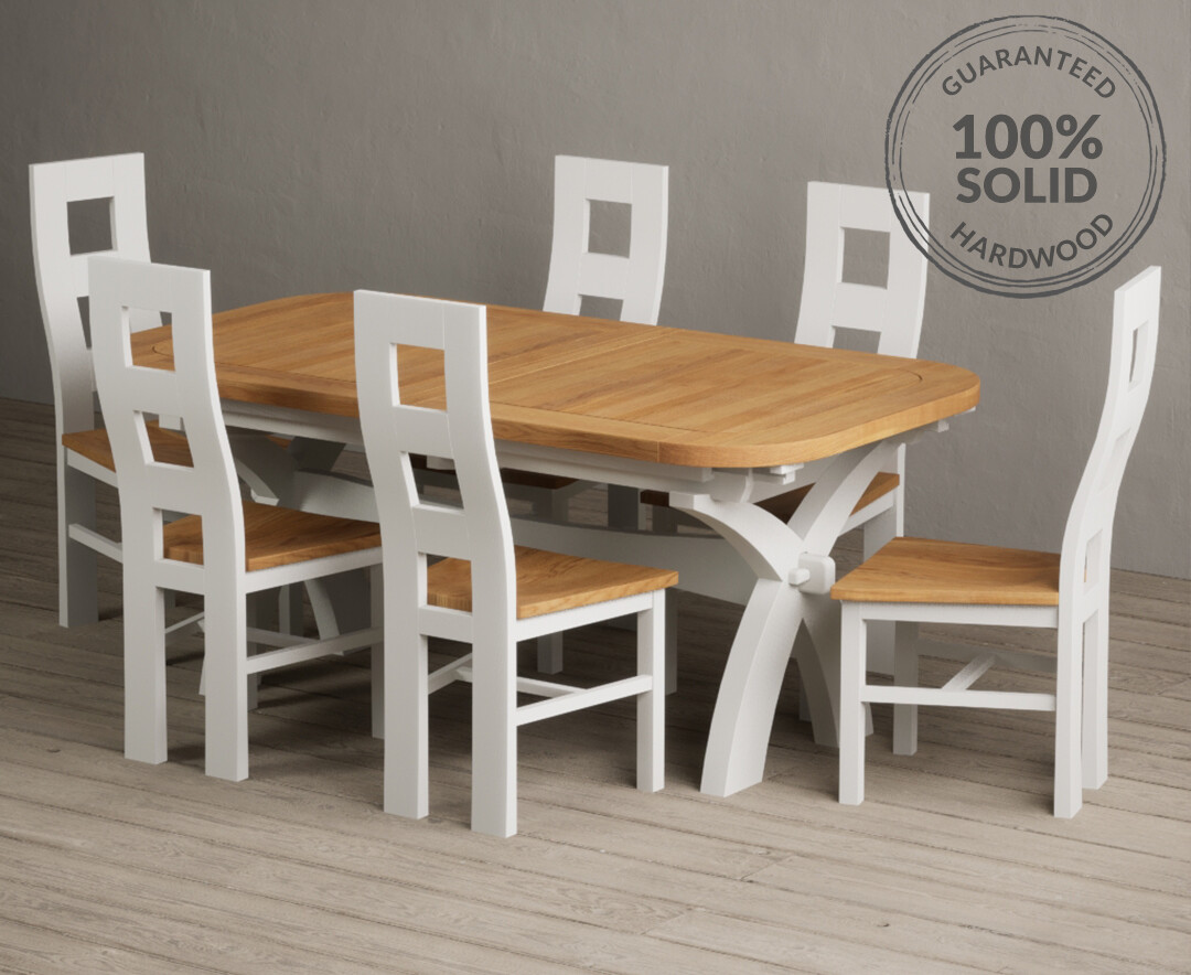 Extending Olympia 180cm Oak and Signal White Painted Dining Table With ...