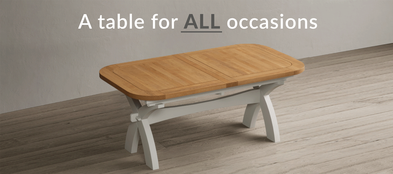 Extending Olympia 180cm Oak and Chalk White Dining Table with Scroll ...