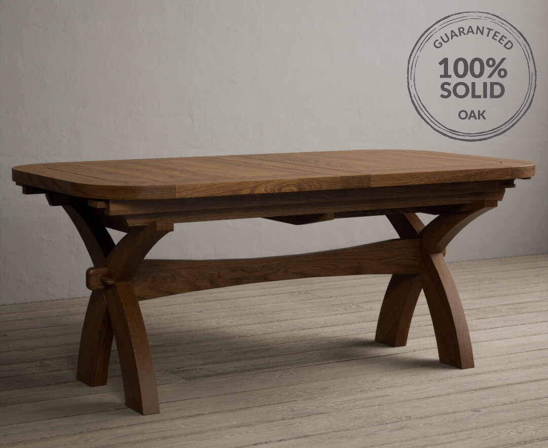 Extending Olympia 180cm Rustic Solid Oak Dining Table | Oak&More