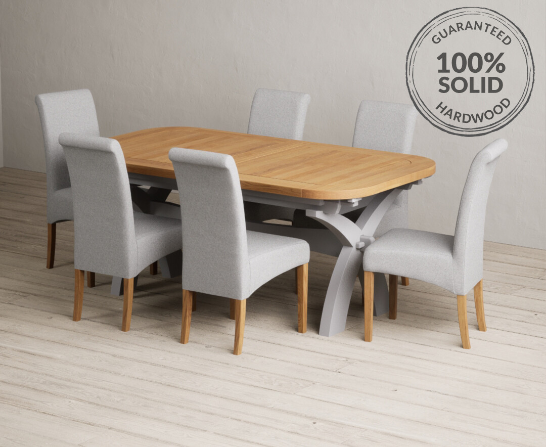 Olympia 180cm Oak and Light Grey Painted Extending Dining Table With ...