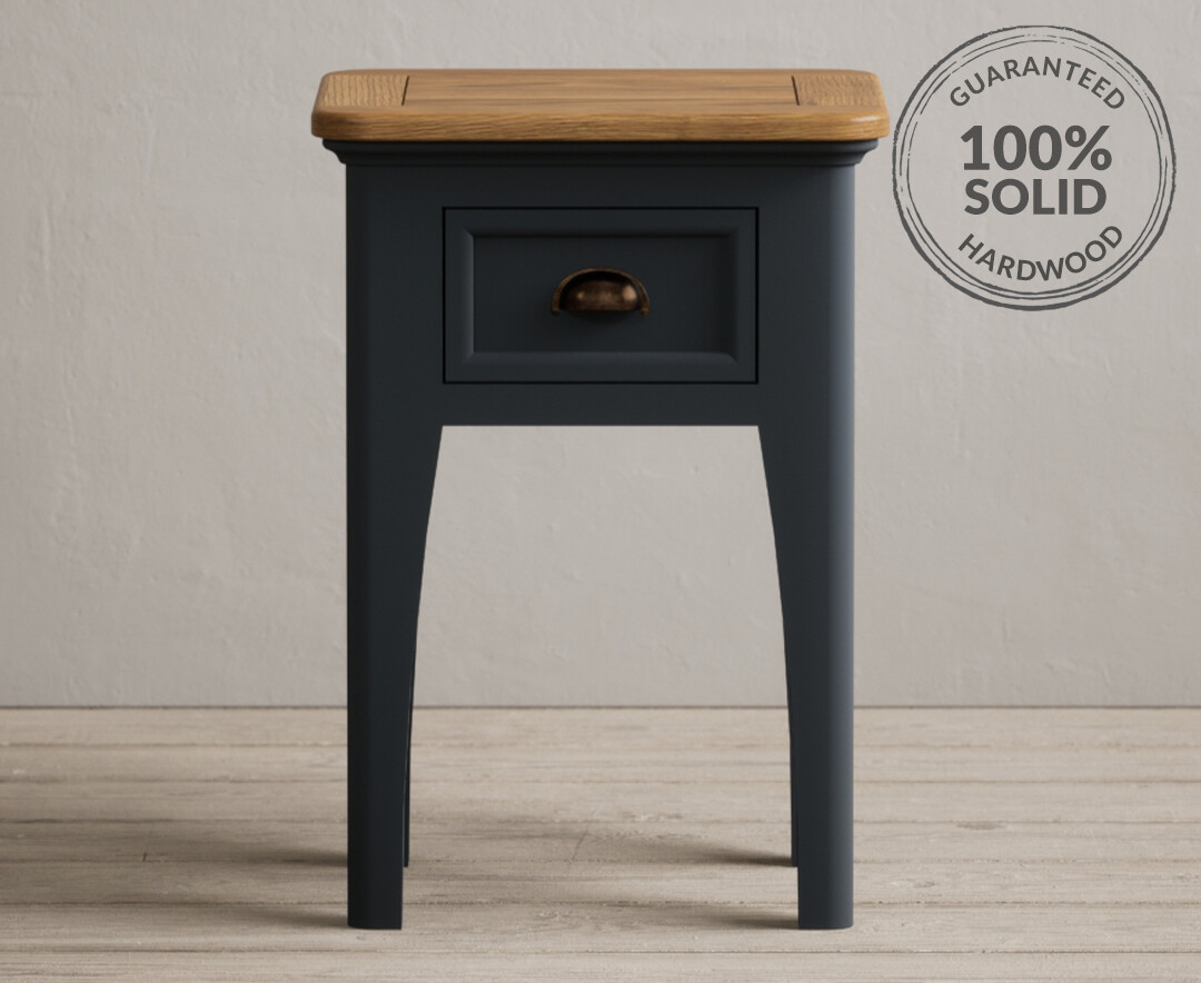 Bridstow Oak and Blue Painted 1 Drawer Bedside Table | Oak&More