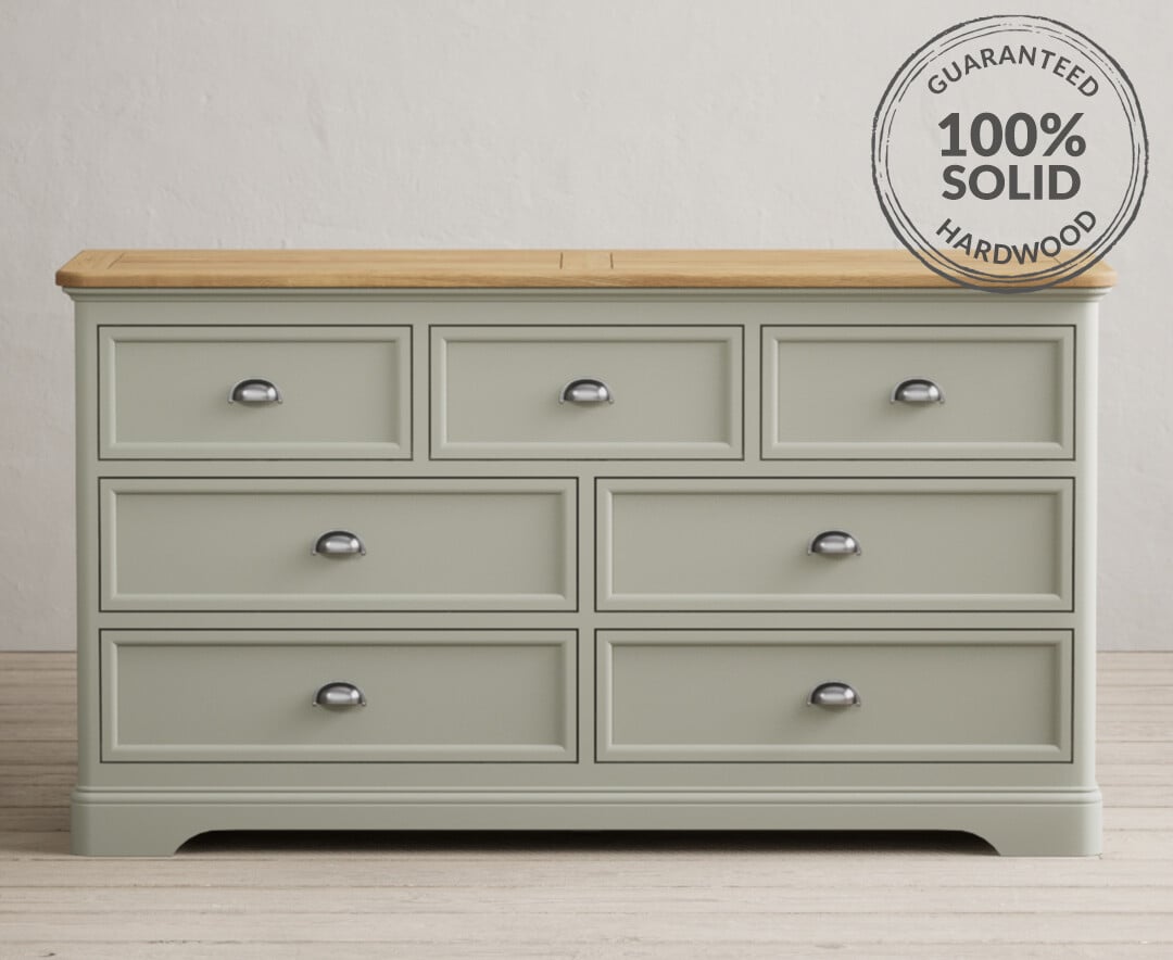 Brampton Soft Green Painted Wide Chest Of Drawers | Oak&More