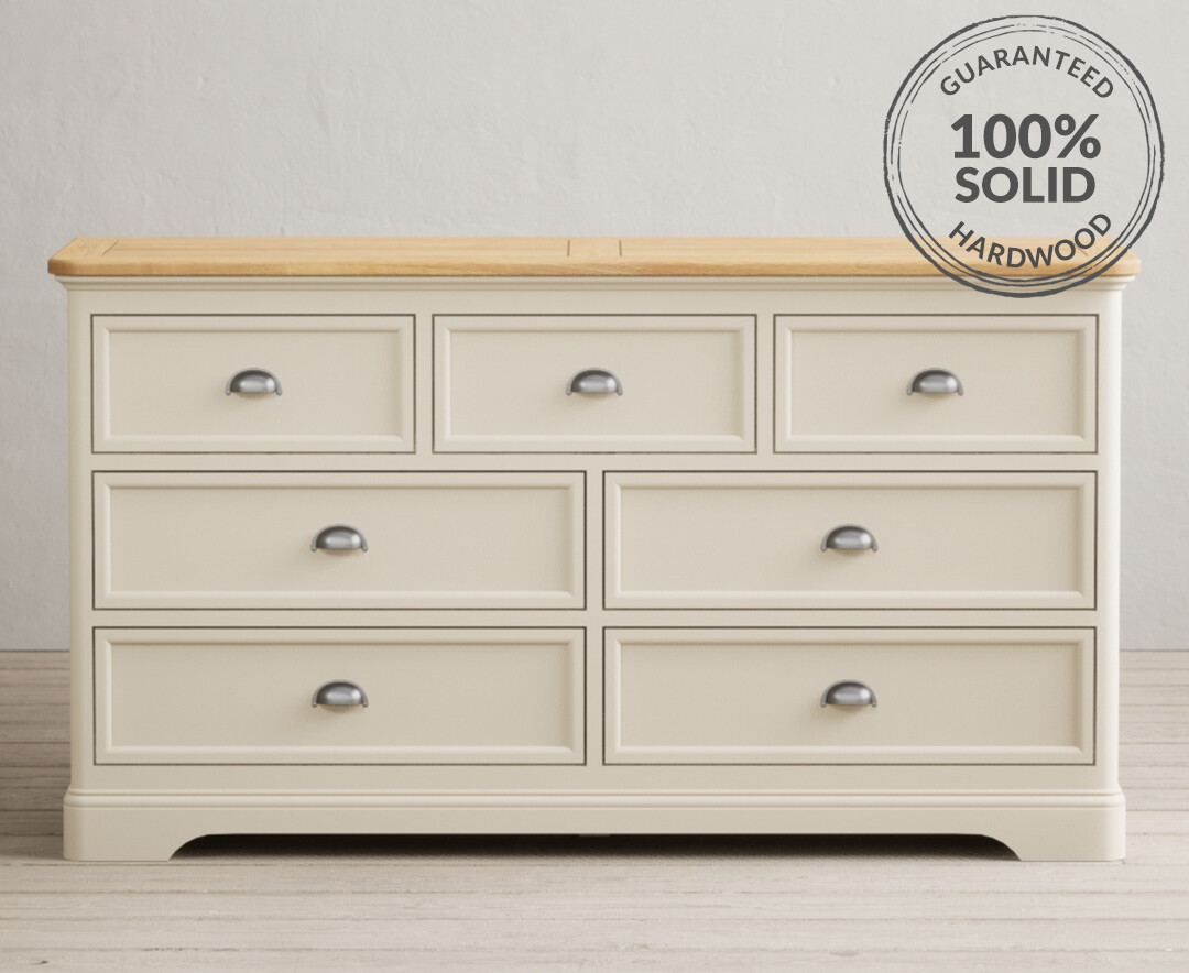 Madley Oak and Cream Painted Wide Chest Of Drawers | Oak&More