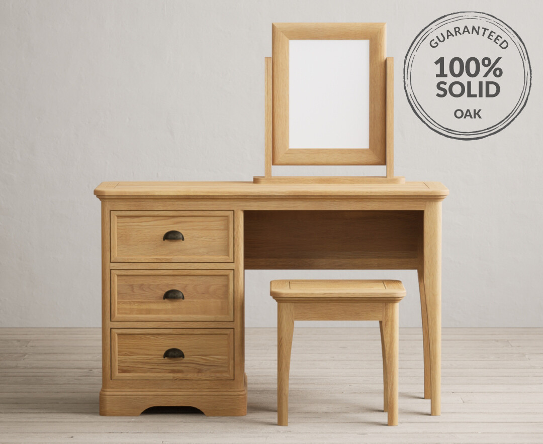 Cambridge Solid Oak Dressing Table Set | Oak Furniture Supertore