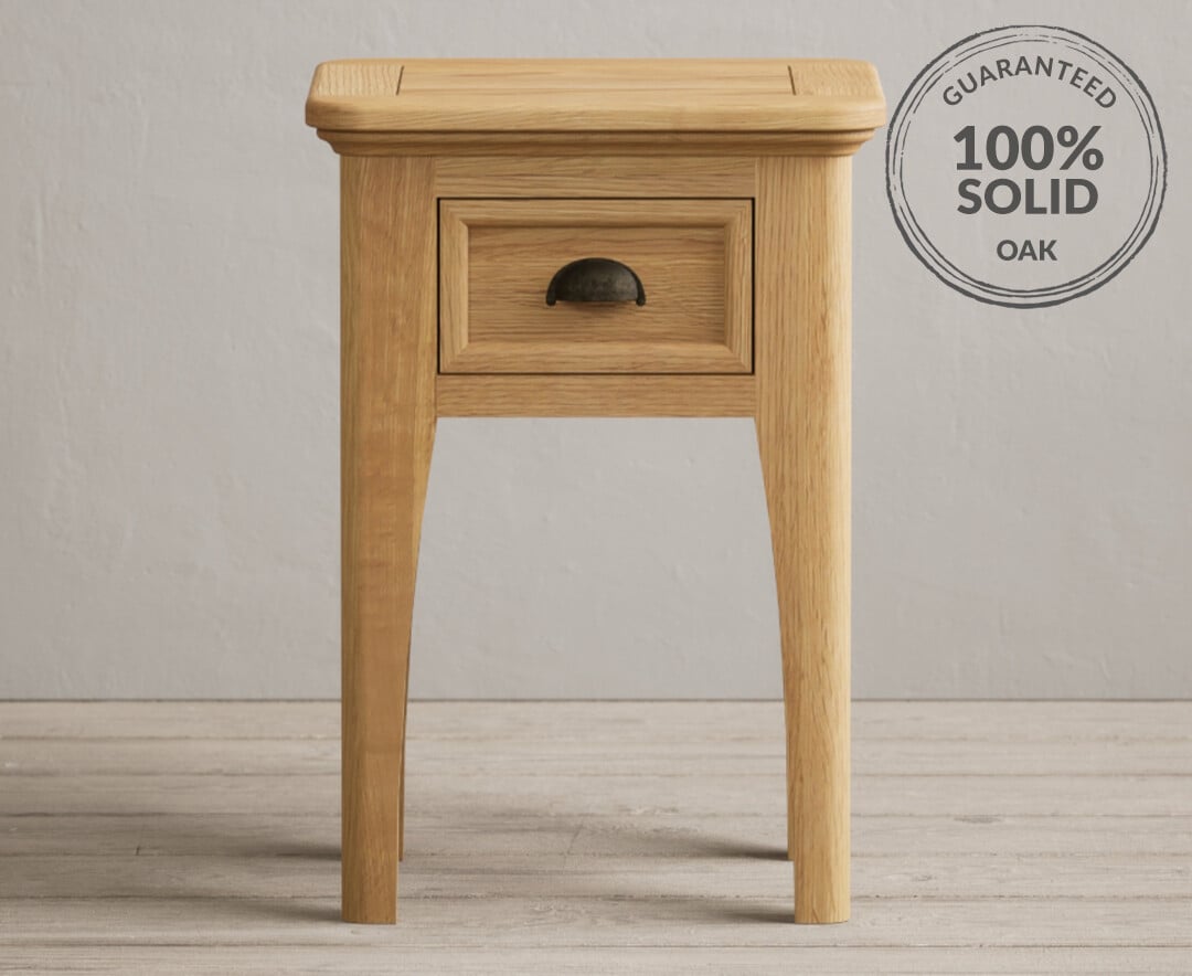 Cambridge Solid Oak 1 Drawer Bedside Table | Oak Furniture Supertore