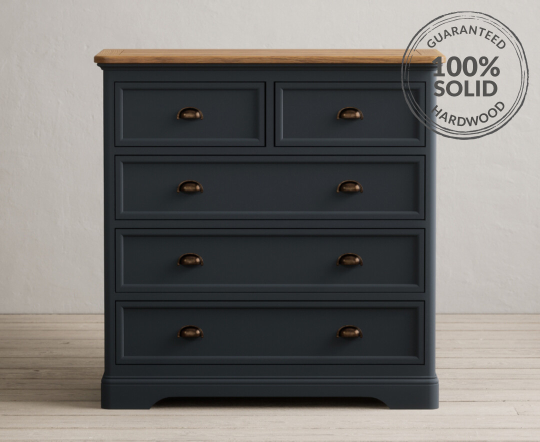Bridstow Oak and Blue Painted 2 Over 3 Chest of drawers | Oak&More