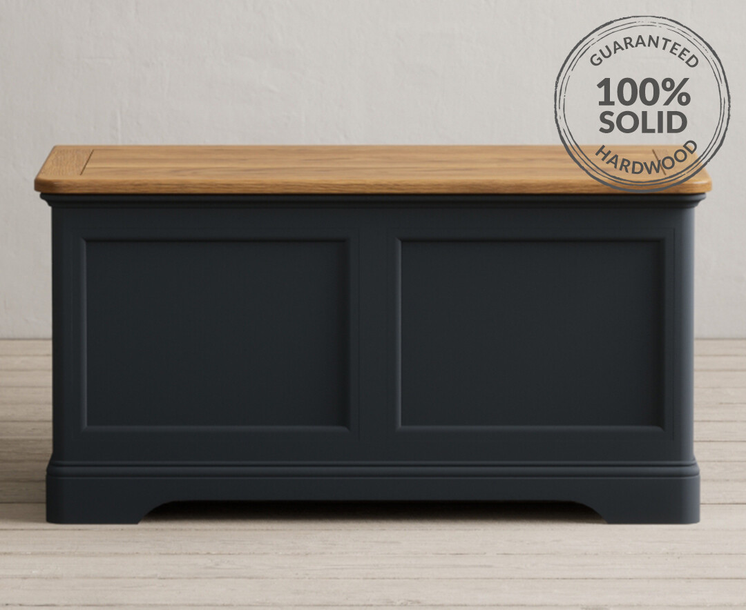 Bridstow Oak and Blue Painted Blanket Box | Oak&More