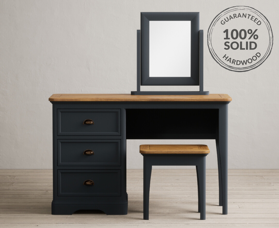 Bridstow Oak and Blue Painted Dressing Table Set | Oak&More
