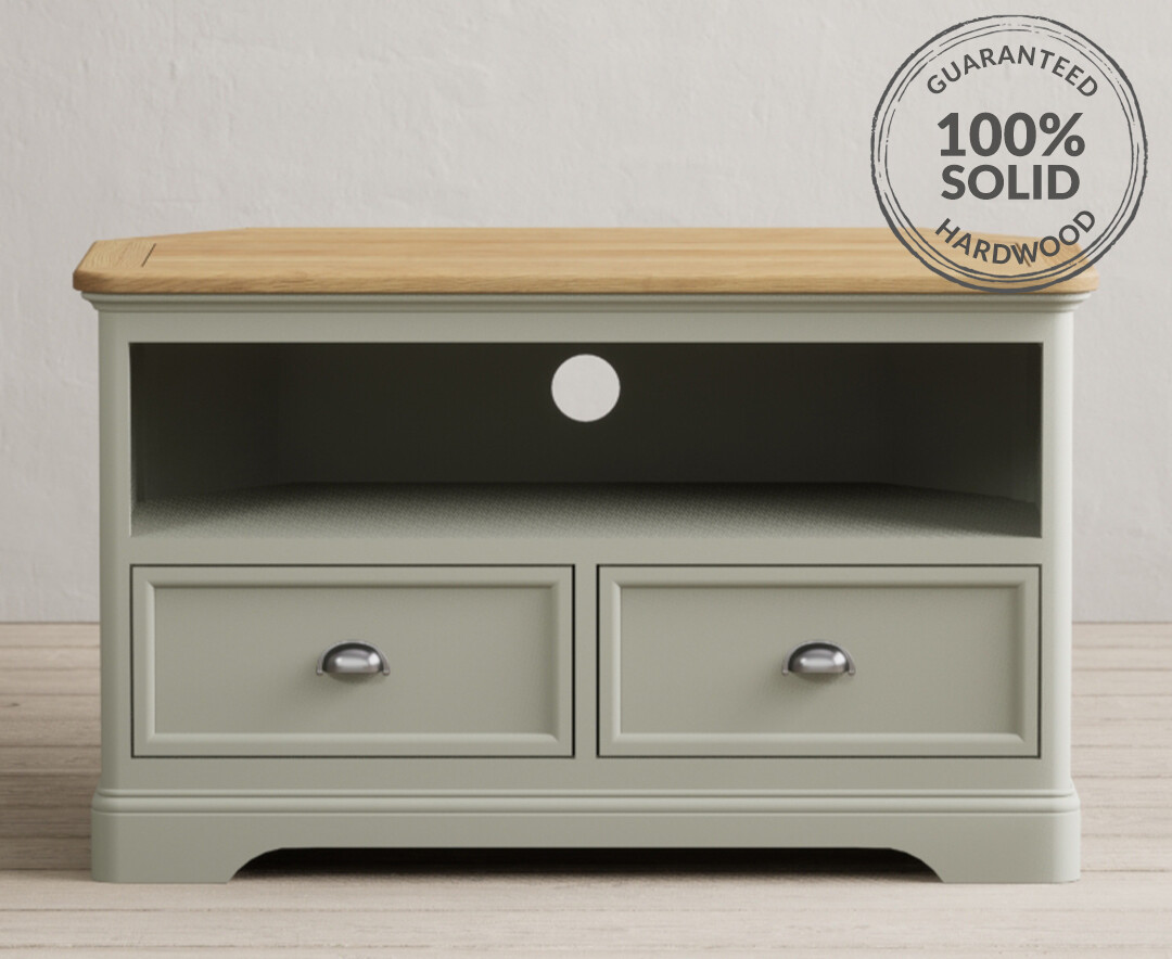 Brampton Soft Green Painted Corner TV Cabinet | Oak&More