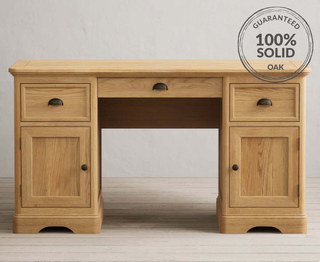 Cambridge Solid Oak Computer Desk | Oak&More