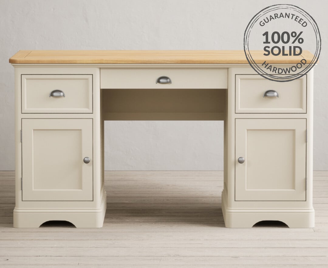 Madley Oak and Cream Painted Computer Desk | Oak&More