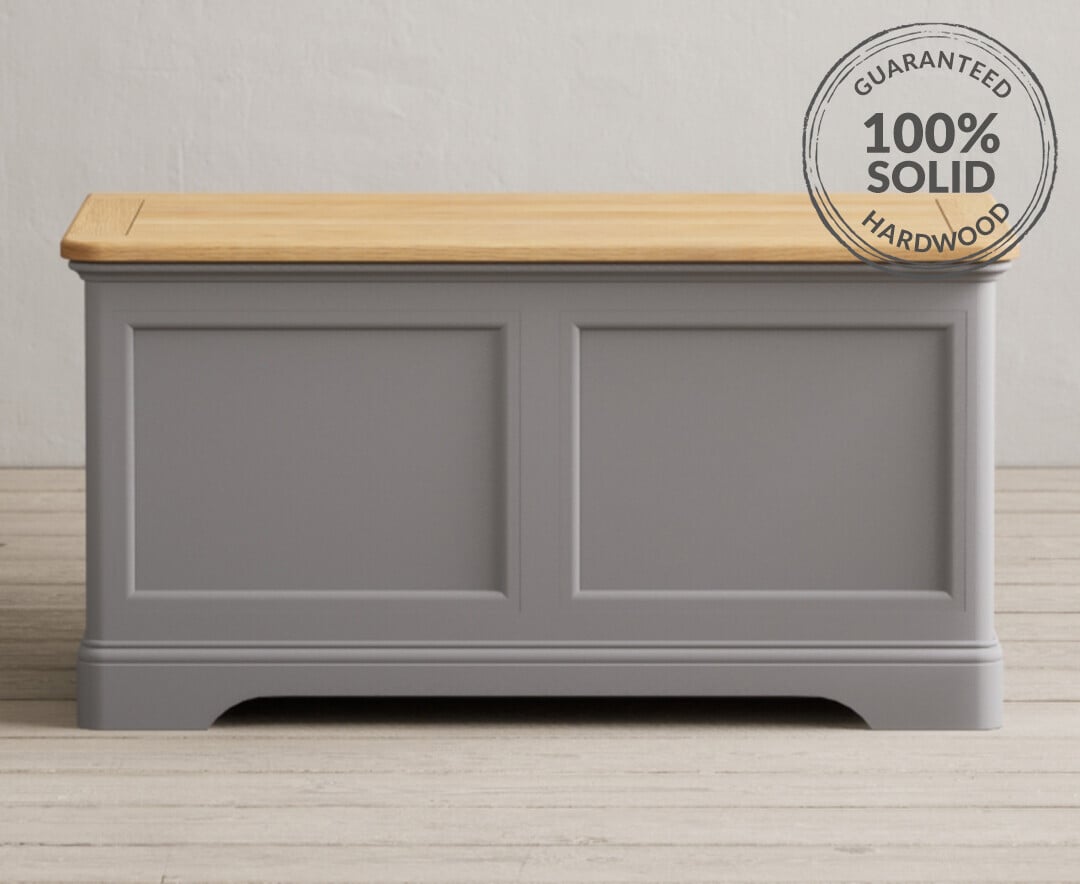 Felton Oak and Light Grey Painted Blanket Box | Oak&More