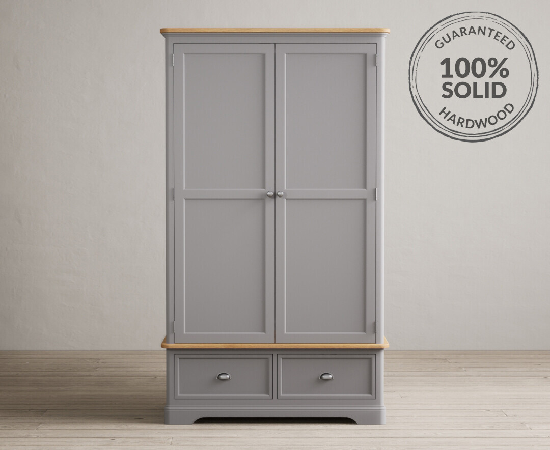 Felton Oak and Light Grey Painted Wardrobe
