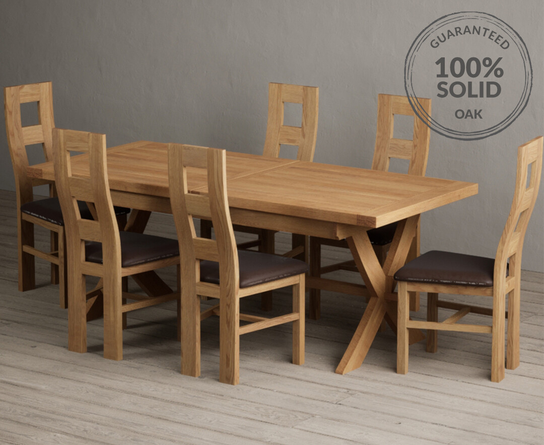 Extending Buckley 200cm Solid Oak Dining Table with Flow Back Chairs ...