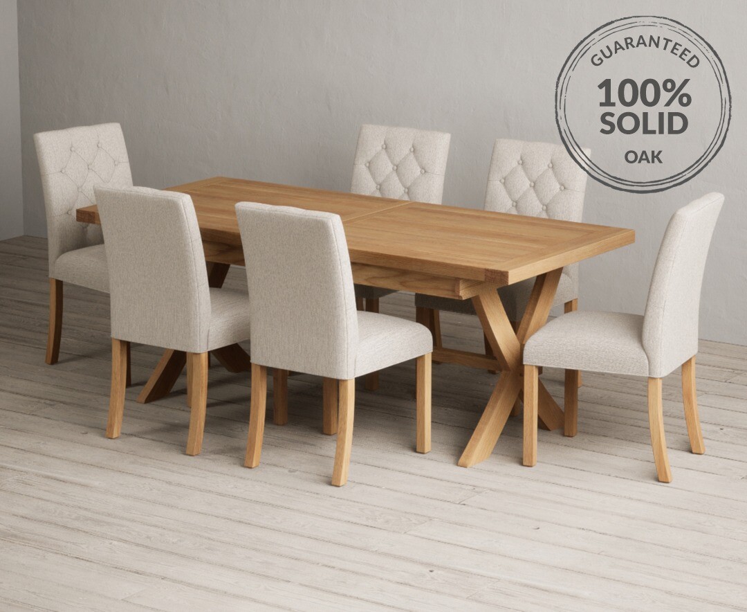 Extending Buckley 200cm Solid Oak Dining Table with Isabella Chairs