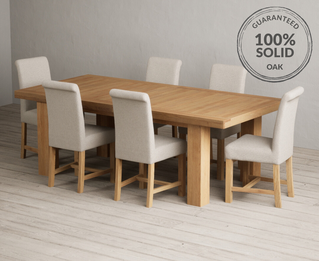 Extending Callington 230cm Oak Dining Table with Braced Leg Chairs |Oak ...