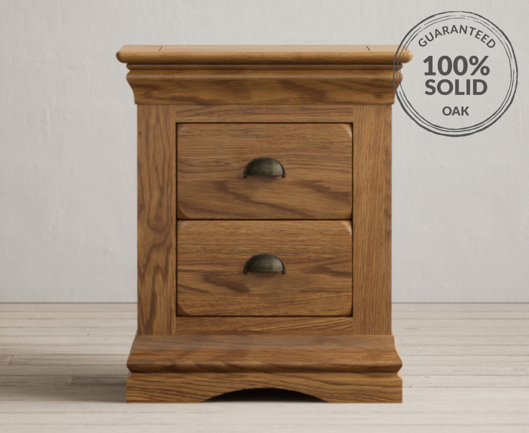 Burford Rustic Solid Oak 2 Drawer Bedside Table | Oak&More
