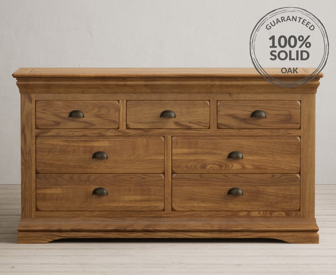 Burford Rustic Solid Oak Wide Chest of Drawers | Oak&More