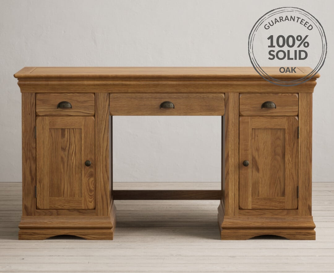 Burford Rustic Solid Oak Desk | Oak&More