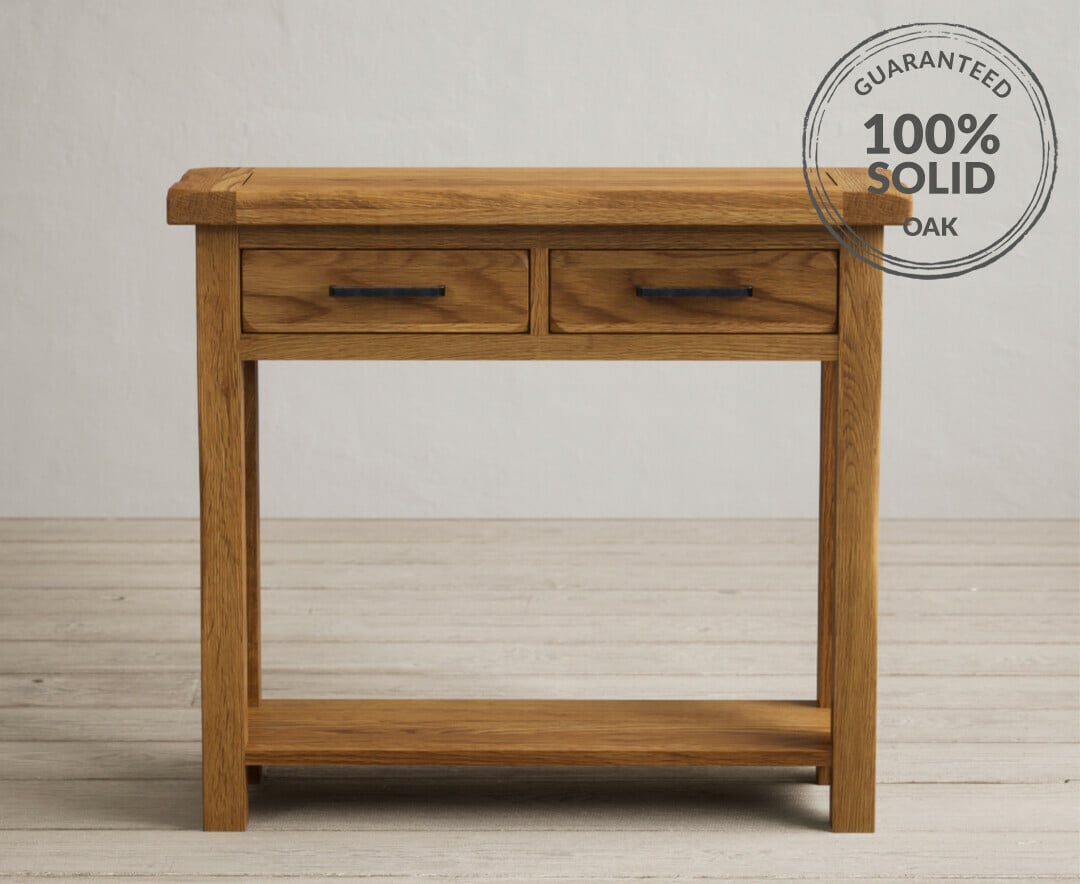 Harrogate Rustic Solid Oak 2 Drawer Console Table | Oak&More