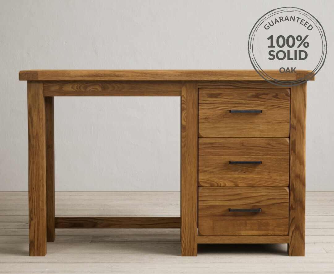 Harrogate Rustic Solid Oak 3 Drawer Dressing Table | Oak&More