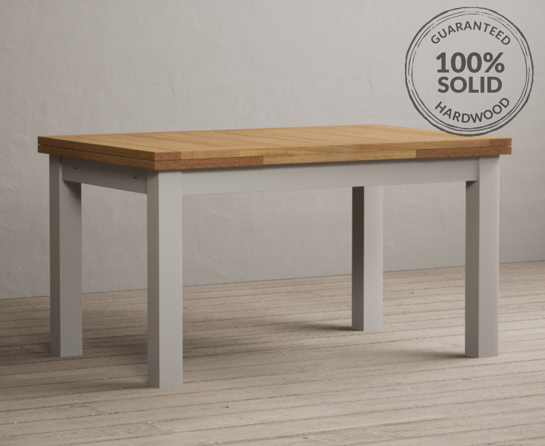 Extending Buxton 140cm Oak and Soft White Painted Dining Table | Oak&More
