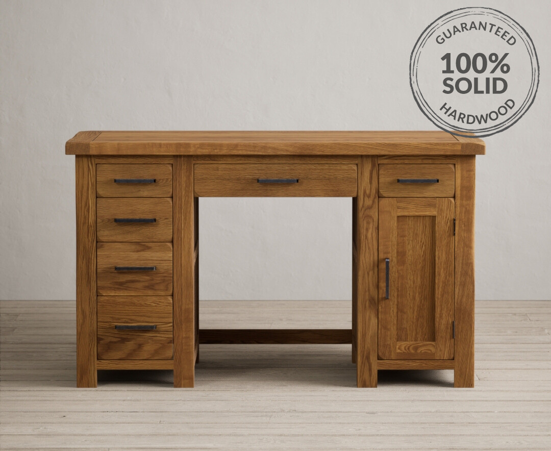Harrogate Rustic Solid Oak Computer Desk | Oak&More