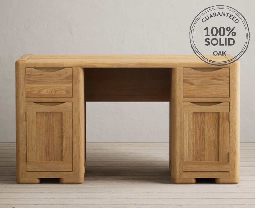 Harper Solid Oak Computer Desk | Oak&More