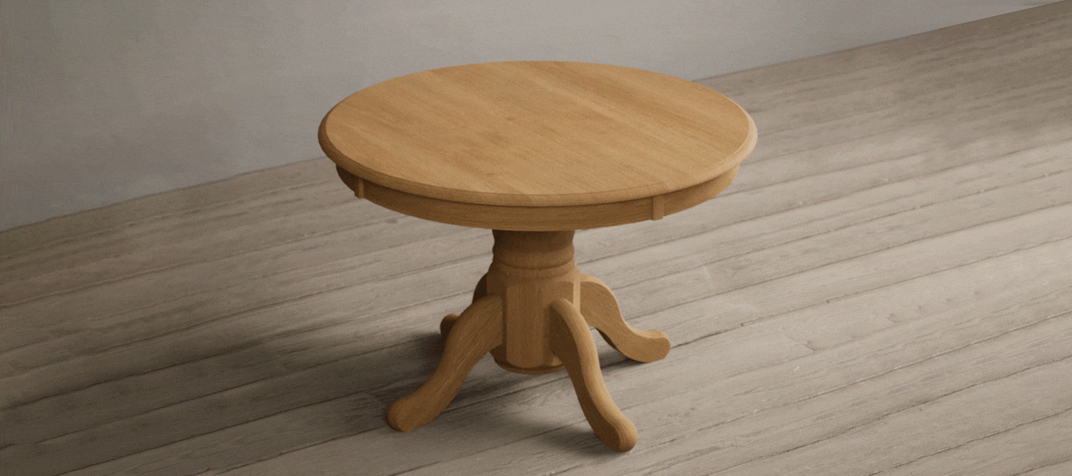 Extending Hertford 100cm - 130cm Solid Oak Pedestal Dining Table with ...