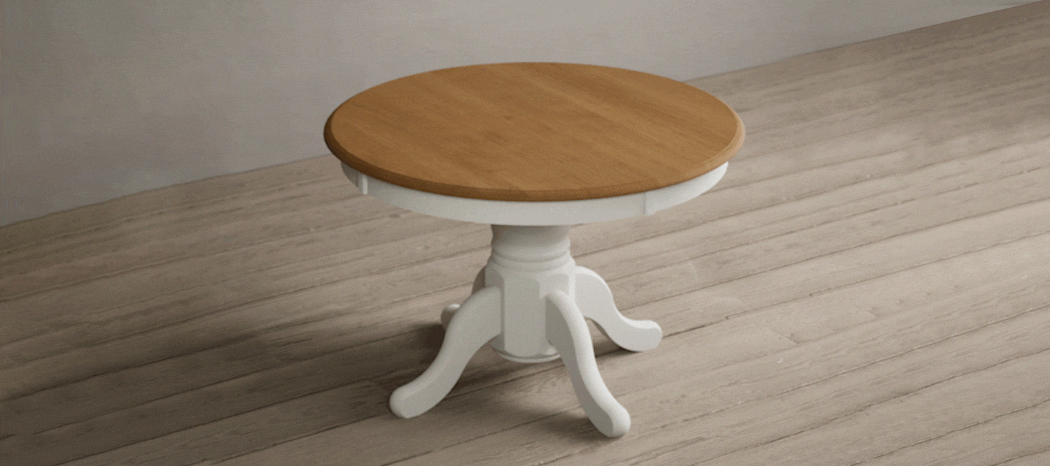 Extending Hertford 100cm - 130cm Oak and Signal White Painted Pedestal ...