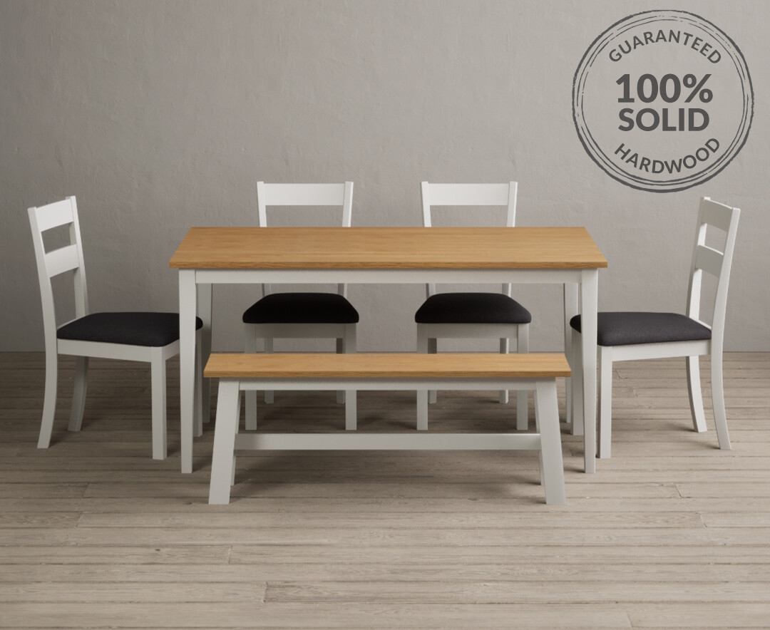 Kendal 150cm Solid Oak and Signal White Painted Dining Table with ...