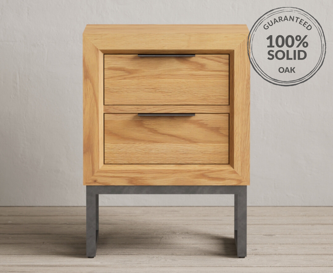 Loft Solid Oak 2 Drawer Bedside Table | Oak&More