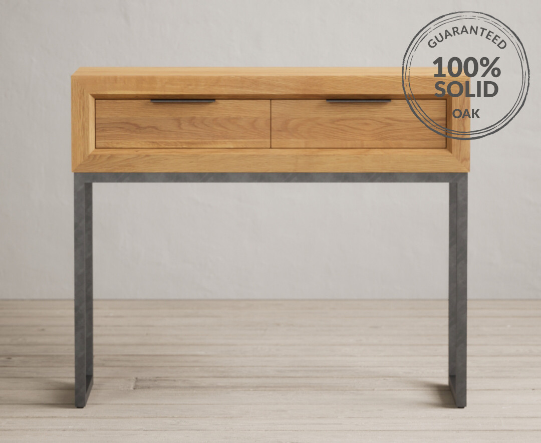 Loft Solid Oak Storage Console Table | Oak&More