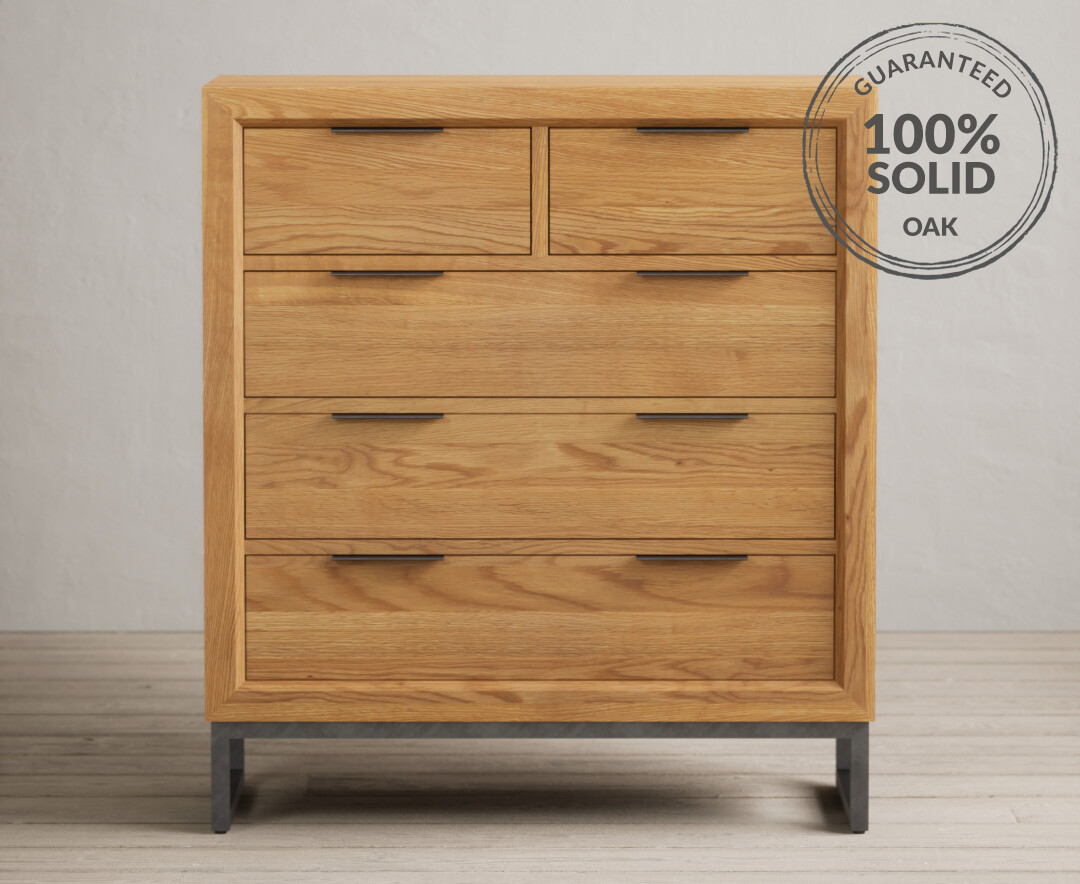 Loft Solid Oak 2 Over 3 Chest of drawers | Oak&More