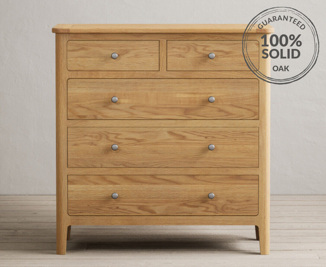 Loxton Solid Oak 2 Over 3 Chest of Drawers | Oak&More