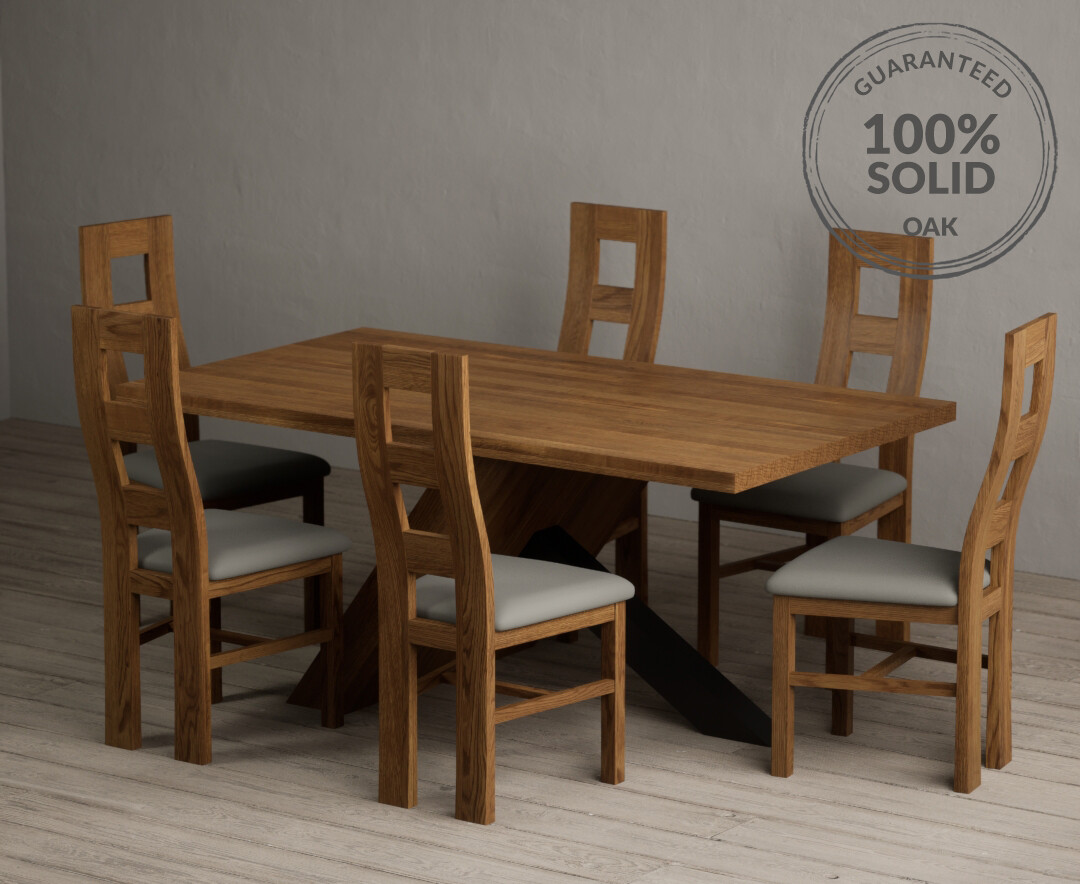 Michigan 180cm Black Leg Industrial Dining Table with Flow Back Chairs with Vegan Leather Seats ...