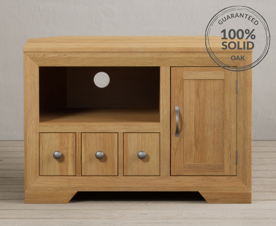 Tilt Solid Oak Corner TV Cabinet | Oak&More