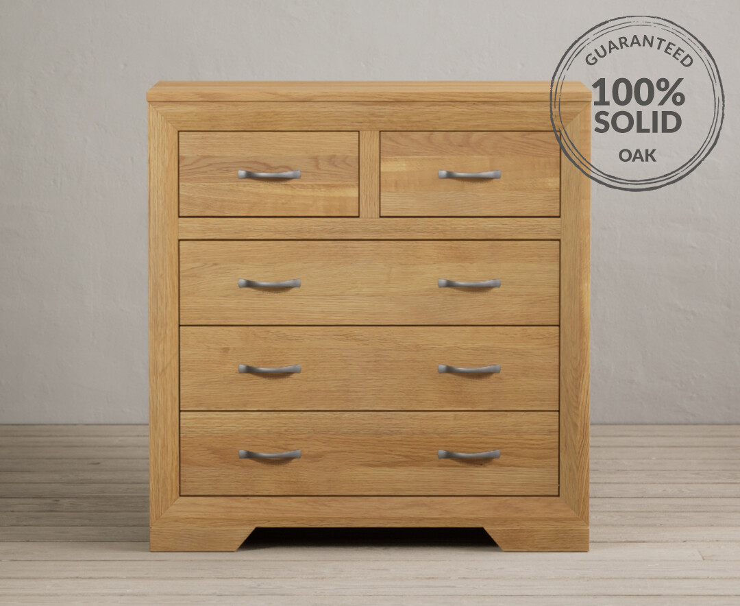 Tilt Solid Oak 2 Over 3 Chest of drawers | Oak&More