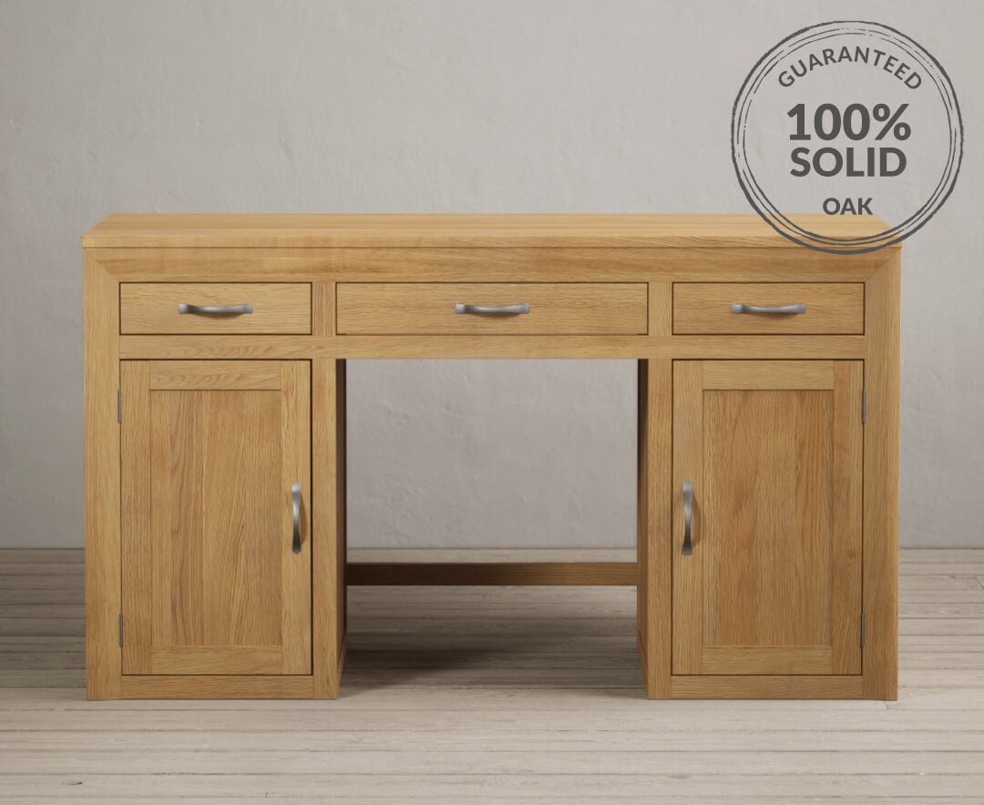 Tilt Solid Oak Large Computer Desk | Oak&More