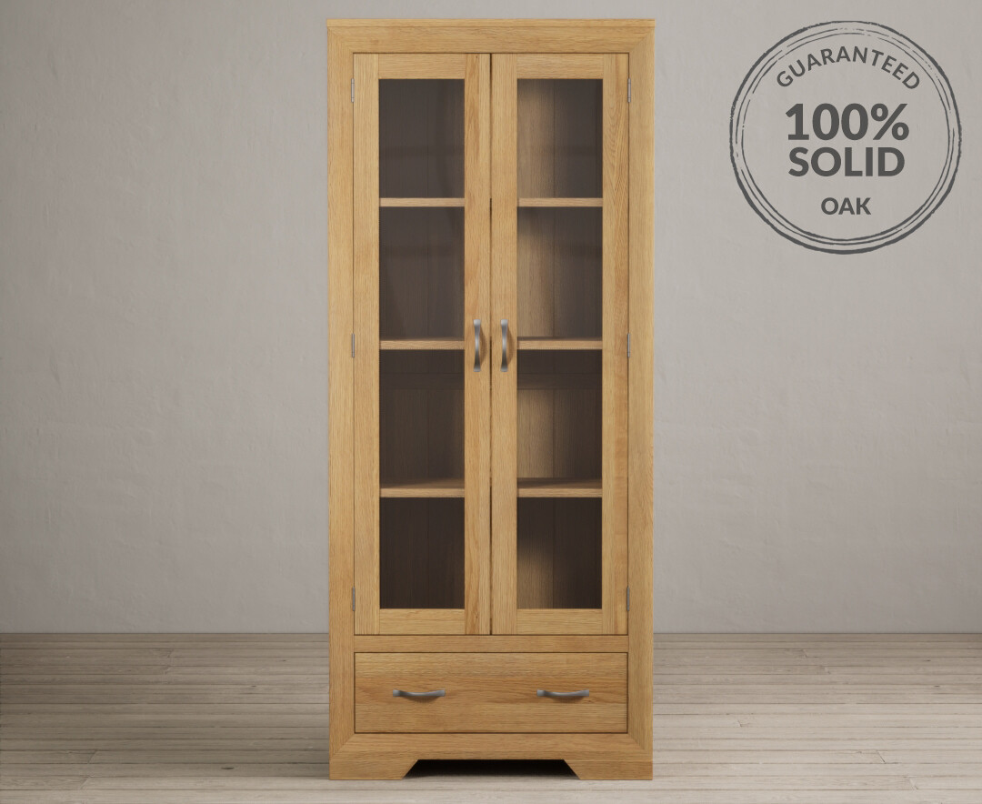 Tilt Solid Oak Glazed Display Cabinet | Oak&More