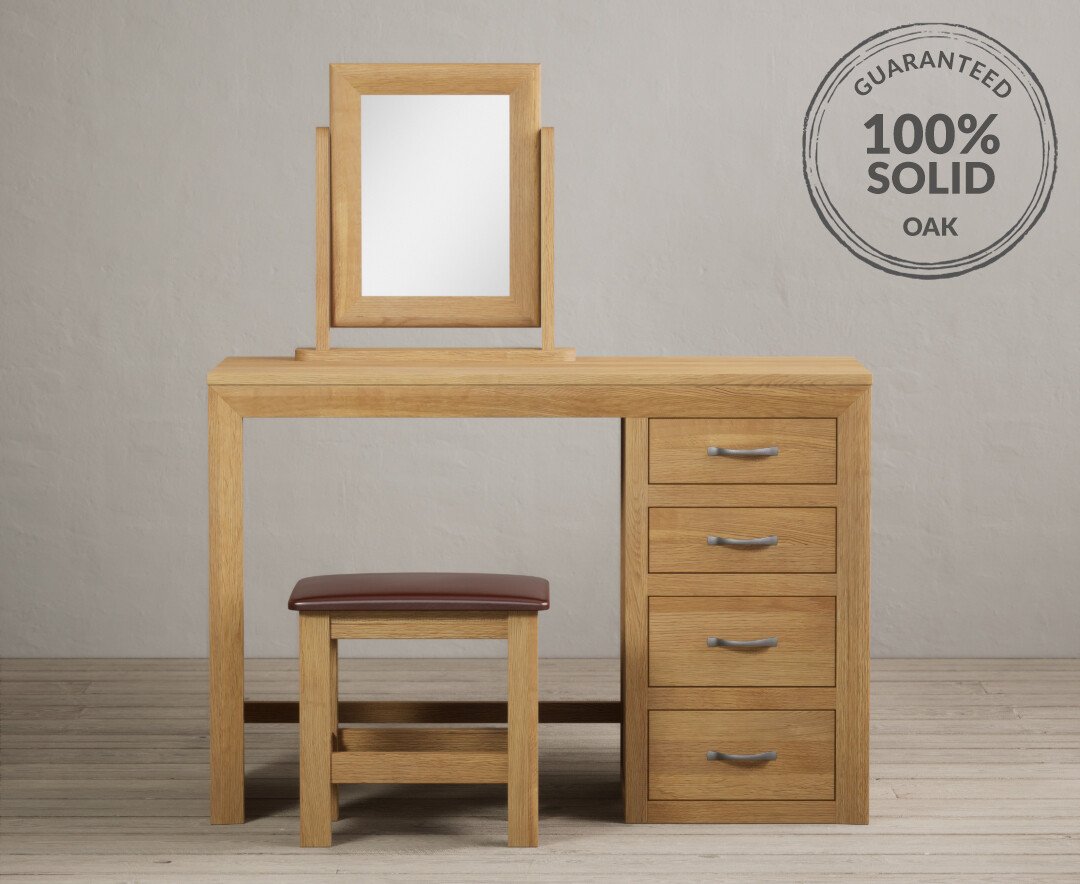 Tilt Solid Oak Dressing Table Set | Oak&More