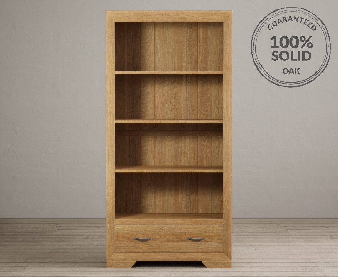 Tilt Solid Oak Tall Bookcase | Oak&More