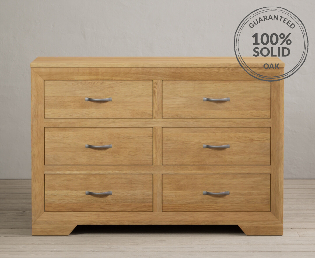 Tilt Solid Oak Wide Chest Of Drawers | Oak&More